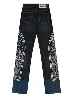WHO DECIDES WAR BY EV BRAVADO Embroidered Five-pocket Jeans