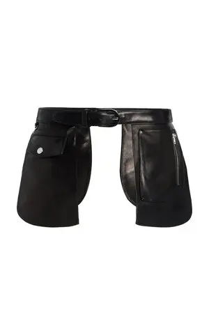 Brandon Maxwell Leather Pocket Belt - Black