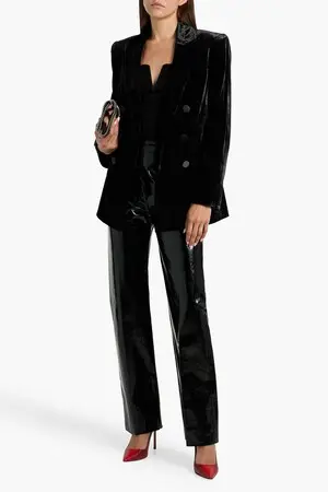 Veronica Beard Ellette Dickey Double-breasted Velvet Blazer