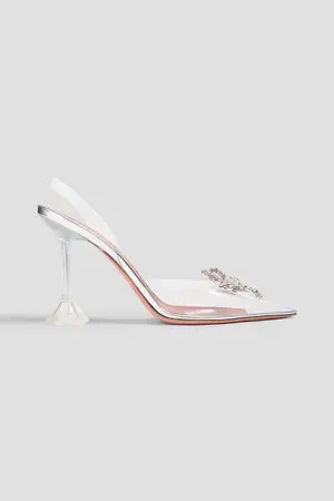 Amina Muaddi Amina Muaddi Rosie Embellished PVC Slingback Pumps - Clear
