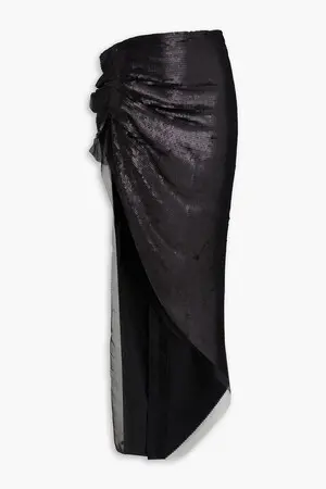 Rick Owens Ruffled Sequined Silk-voile Maxi Skirt