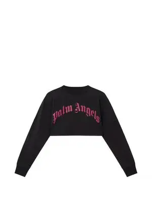 Palm Angels Long-sleeve Crop Top - Black
