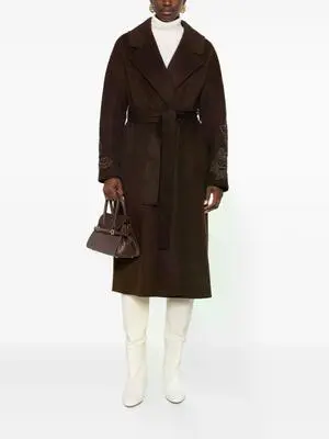 ERMANNO FIRENZE Floral-embroidery Belted Coat