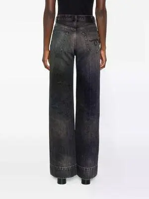 R13 Faded-effect Wide Leg Jeans