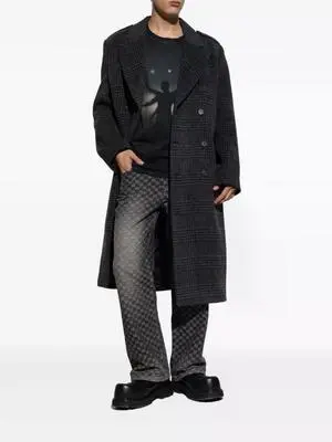 MISBHV Checked Double-breasted Coat - Black