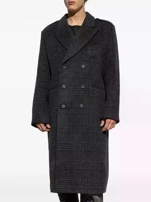 MISBHV Checked Double-breasted Coat - Black
