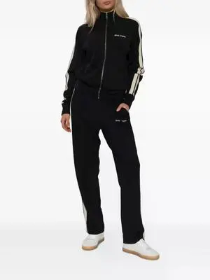 Palm Angels Striped-sleeve Zip-up Sweatshirt - Black