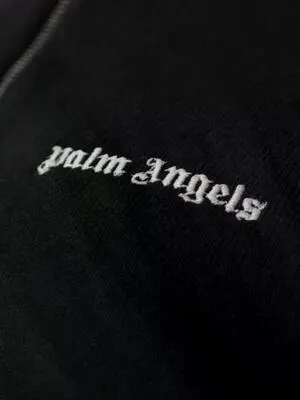Palm Angels Striped-sleeve Zip-up Sweatshirt - Black