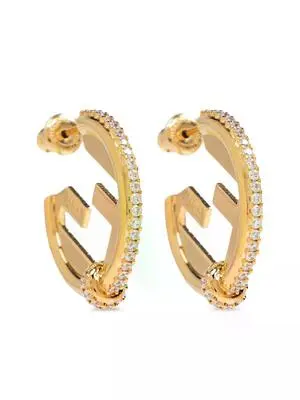 Fendi Logo Embellished Hoop Earrings - Gold