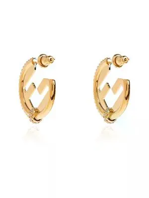 Fendi Logo Embellished Hoop Earrings - Gold