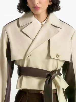 Manière De Voir Cropped Gabardine Trench Coat - Neutrals