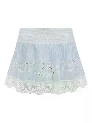 LoveShackFancy Levant Lace-trim Mini Skirt - Blue