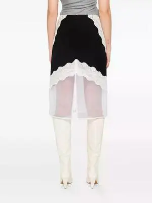 JIL SANDER Lace-insert Midi Skirt - Black