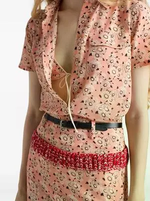 Prada Floral-print Georgette Shirt - Pink