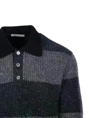 DUNST Striped Knitted Polo Shirt