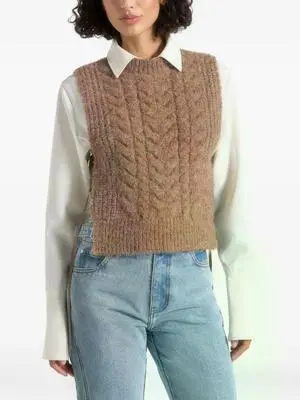 Manière De Voir Danya Cable-knit Vest - Neutrals