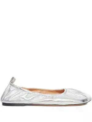 NICCOLO PASQUALETTI Obliqua Metallic-effect Ballet Flats