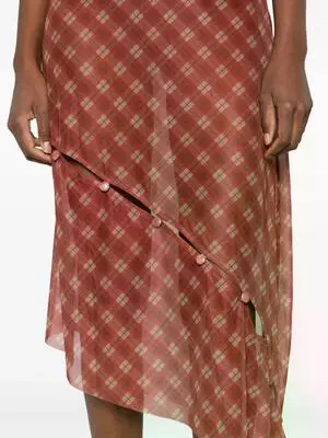 HOUSE OF SUNNY Button-detailed Plaid Skirt
