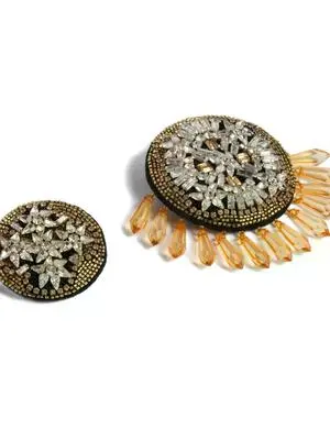 La DoubleJ Pins Set With Beads Embroidery - Silver