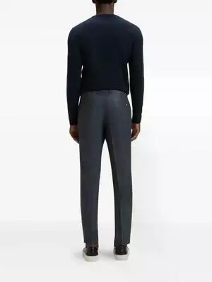 BOSS Virgin Wool Textured Trousers - Blue