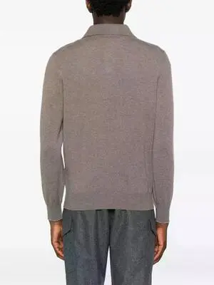 Brunello Cucinelli V-neck Long Sleeve Polo Sweater
