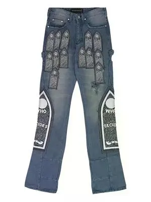 WHO DECIDES WAR BY EV BRAVADO Patched Jeans