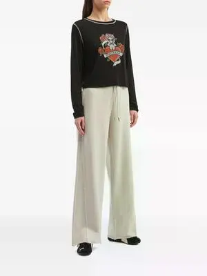 MINI CREAM Wide Leg Drawstring Trousers