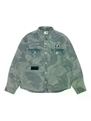 AAPE BY *A BATHING APE Moonface Camouflage Patch Shirt - Blue