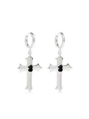 MISBHV Cross-pendant Hoop Earrings - Silver