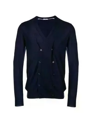 PAOLO PECORA Double-breasted V-neck Cardigan - Blue
