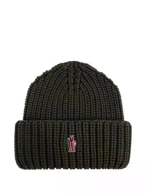 Moncler Logo-patch Ribbed Beanie - Green