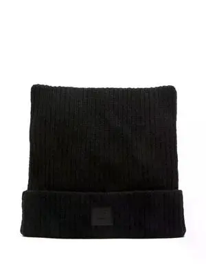 Acne Studios Ribbed Face-patch Beanie Hat - Black