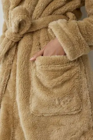 UGG Aarti Plush Fleece Hooded Robe - Sand