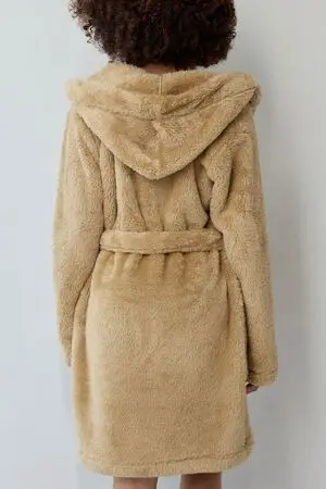 UGG Aarti Plush Fleece Hooded Robe - Sand