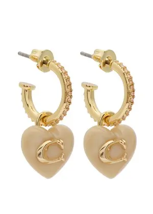 Coach Heart Hoop Earrings - Pink