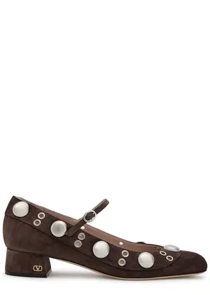 Valentino Garavani Nellcote Stud-embellished Ballet Pumps - Brown