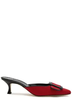 Manolo Blahnik Maysalebi 50 Wool And Leather Mules