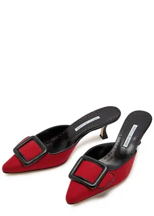 Manolo Blahnik Maysalebi 50 Wool And Leather Mules