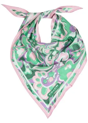 COACH® Andrea Patterned Silk Triangle Scarf - Green