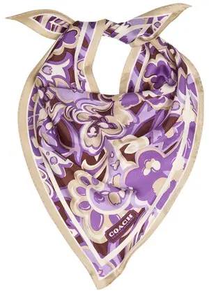 COACH® Andrea Patterned Silk Triangle Scarf Purple