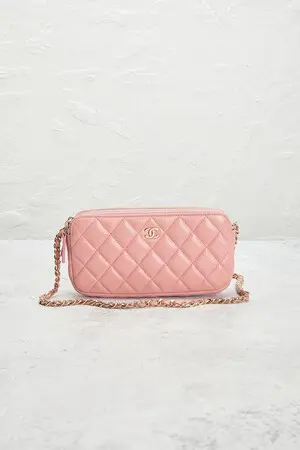 Chanel Lambskin Double Zip Clutch