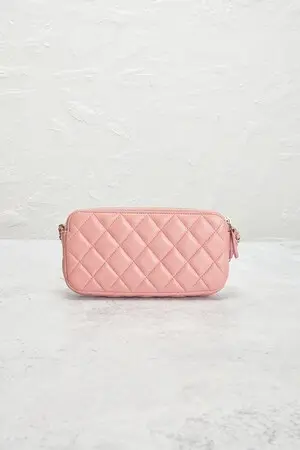 Chanel Lambskin Double Zip Clutch