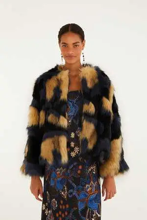 FARM RIO PROVISÓRIO Farm Rio Faux Fur Coat