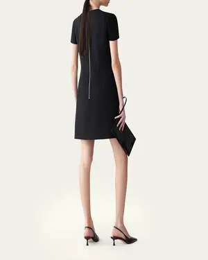 Carolina Herrera Floral Embroidered Mini Shift Dress - Black Multi