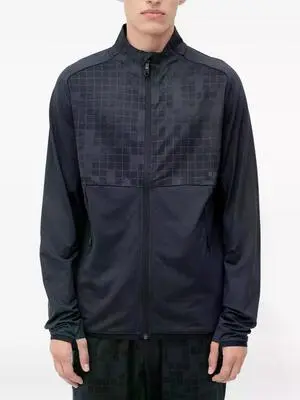 BOSS Grid Zip-up Sweater - Blue