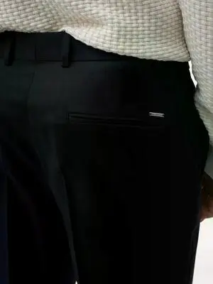 BOSS Logo-plaque Virgin Wool Trousers