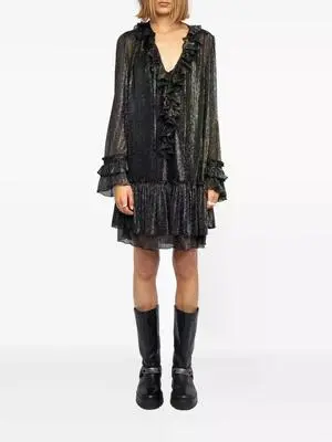 Zadig&Voltaire Ralice Mini Dress In Chiffon With Metallic Fibres - Black