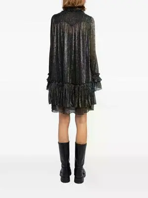 Zadig&Voltaire Ralice Mini Dress In Chiffon With Metallic Fibres - Black