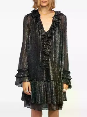 Zadig&Voltaire Ralice Mini Dress In Chiffon With Metallic Fibres - Black