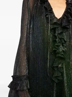 Zadig&Voltaire Ralice Mini Dress In Chiffon With Metallic Fibres - Black